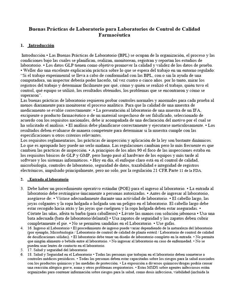 Buenas Prácticas de Laboratorio | PDF | Laboratorios | Calibración