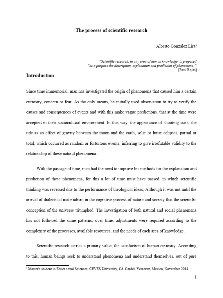 Essay The Scientific Research Process | PDF | Knowledge | Methodology