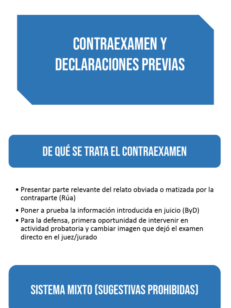Contraexamen y Declaraciones Previas | PDF | Testigo | Testimonio