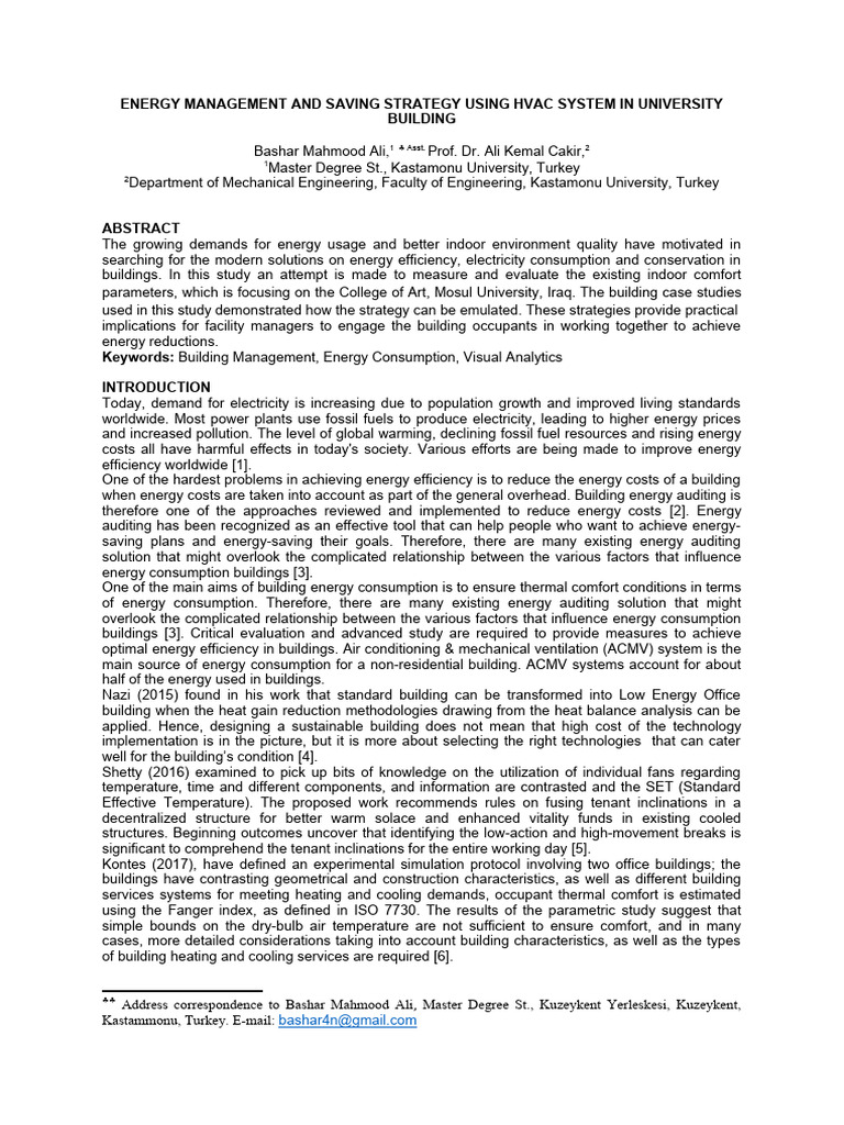 HVAC Energy Management in University Buildings | PDF | Humidity ...