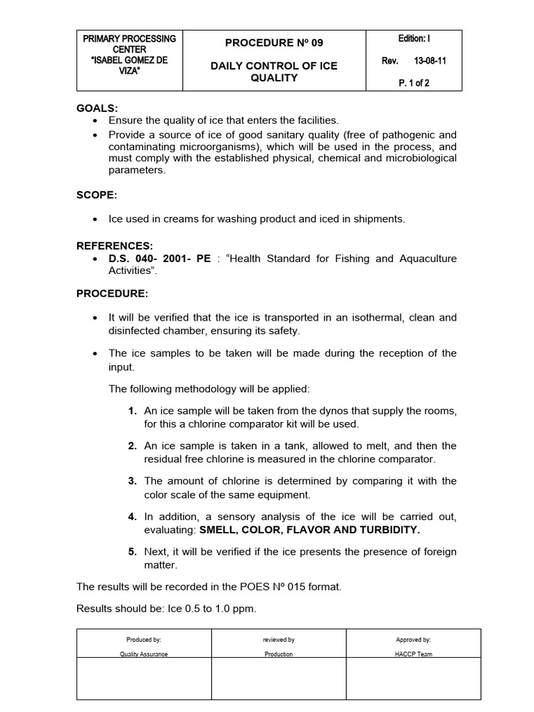 Procedure #09 Ice Quality Control | PDF | Science & Mathematics