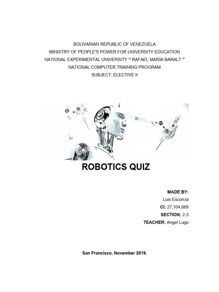 Activity #2 Robotics Quiz | Download Free PDF | Robot | Robotics
