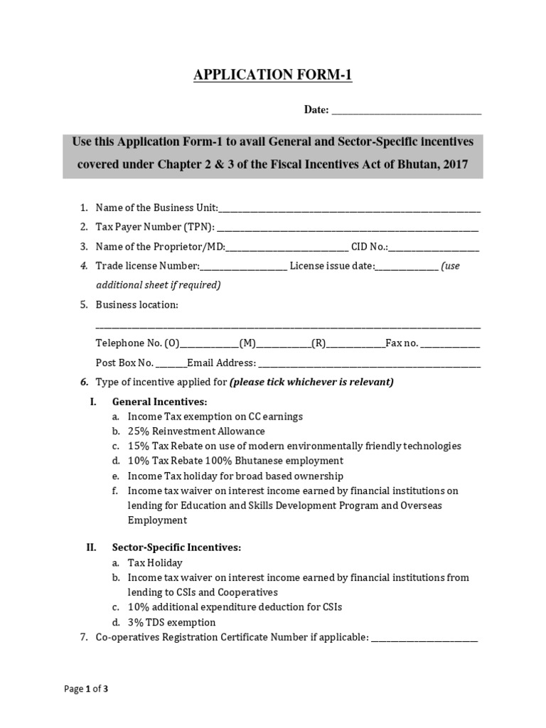 Application Form For Availing Direct Tax Incentives - 0 - 0 | PDF ...