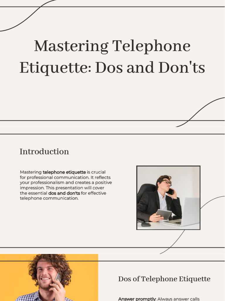Slidesgo Mastering Telephone Etiquette Dos and Donts | PDF Slidesgo Mastering Telephone Etiquette Dos and Donts | PDF