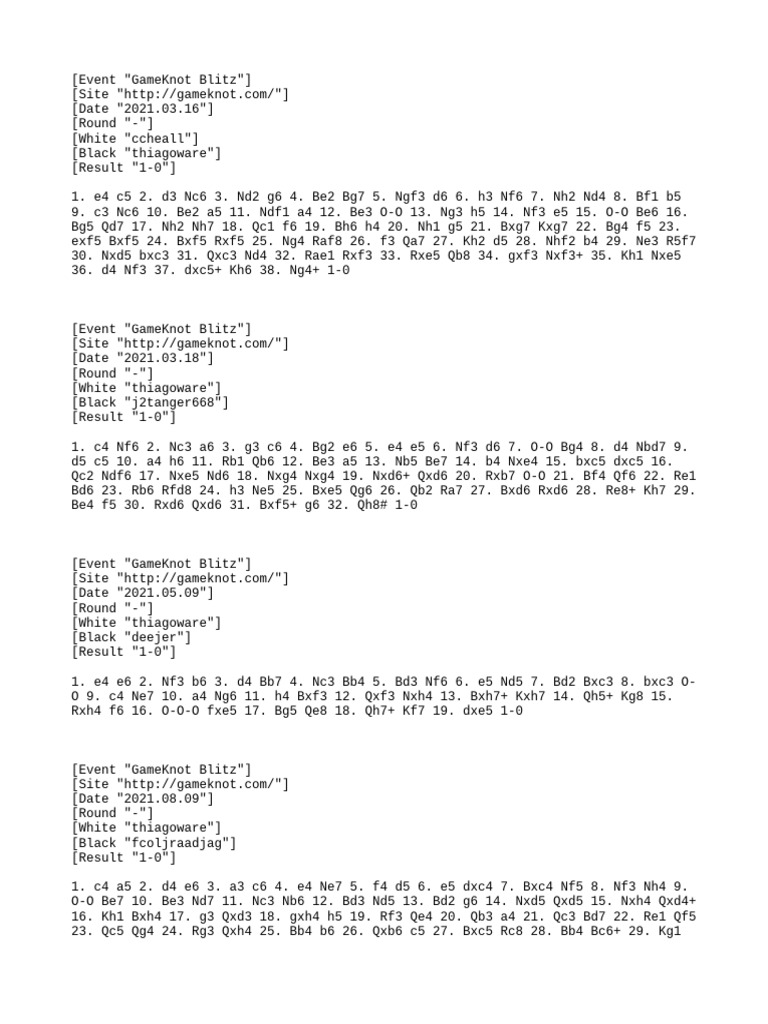 Chess Pgns | PDF | Chess | Chess Theory