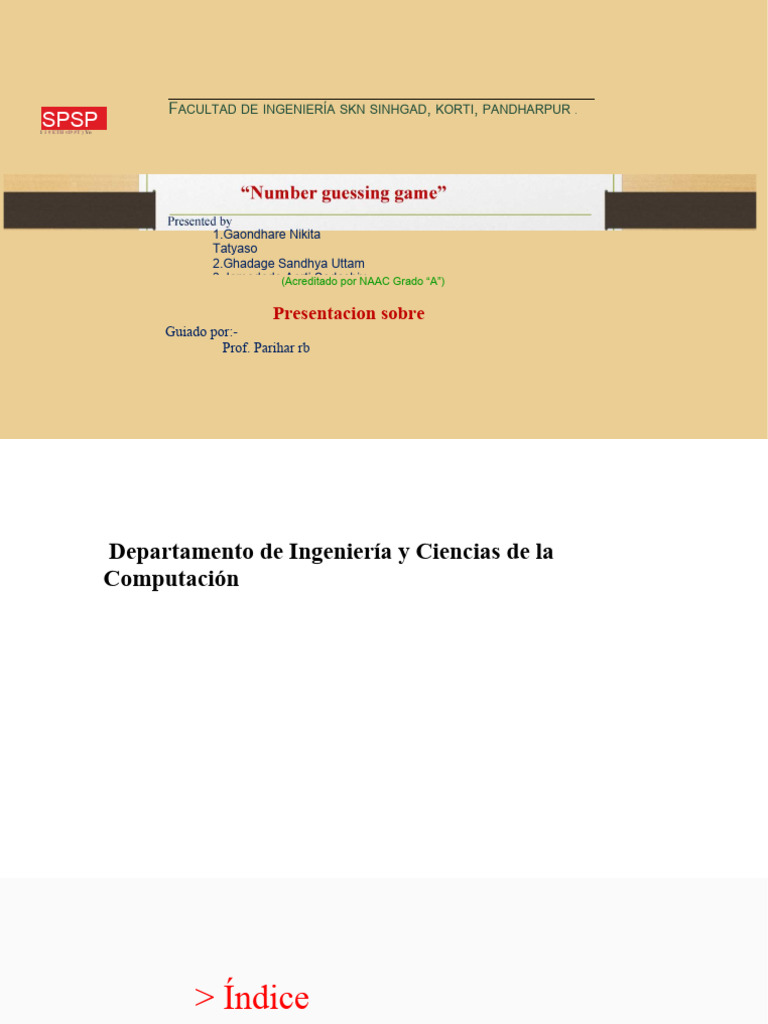 Departamento de Ingeniería y Ciencias de La Computación: Presentación Sobre El "Juego de ...