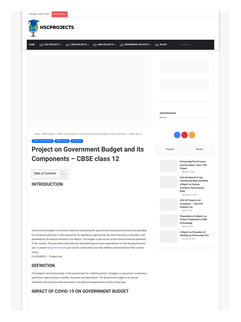 Hscprojects Com Project On Government Budget and Its Components 12 ...