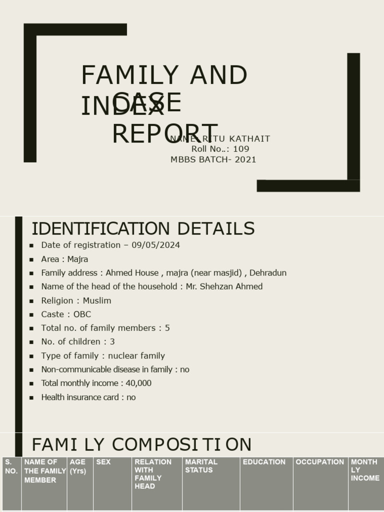 Family and Index Case Report | PDF | Calorie