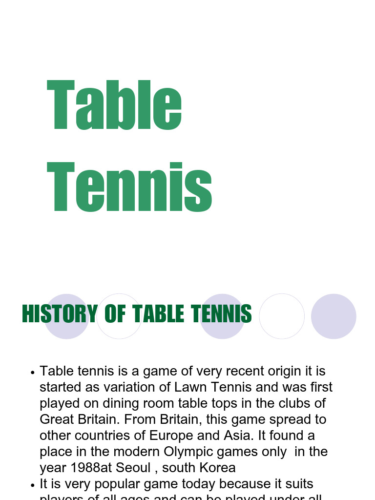 History and Rules of Table Tennis | PDF | Table Tennis | Games Of ...
