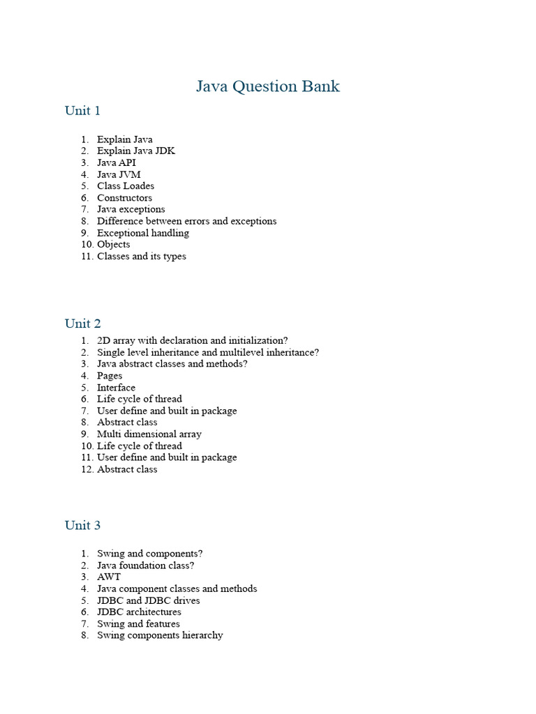 Java Question Bank | PDF Java Question Bank | PDF