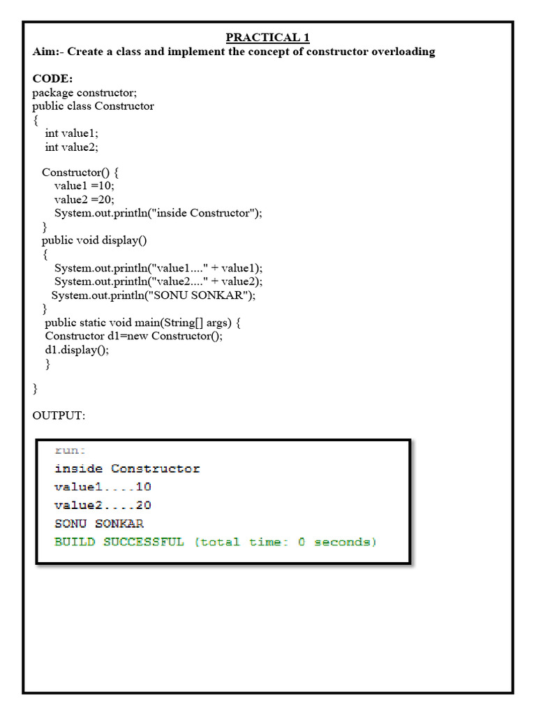 JAVA JOURNAL Upto Prac 4 | PDF | Constructor (Object Oriented Programming) | Programming