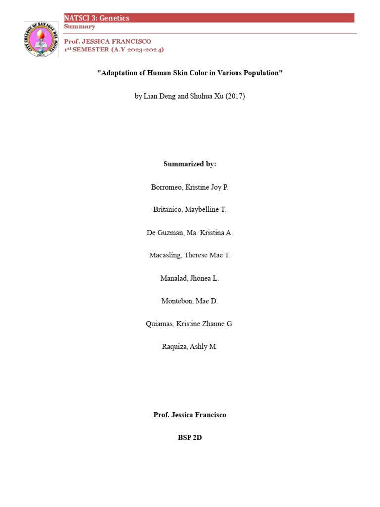 BSP 2D - Group 1 - Adaptation of Human Skin Color in Various ...