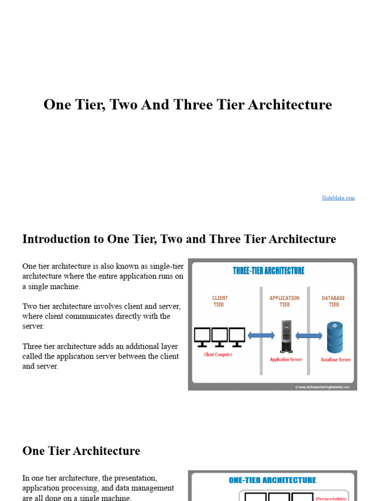 One Tier, Two and Three Tier Architecture | PDF | Client–Server Model ...