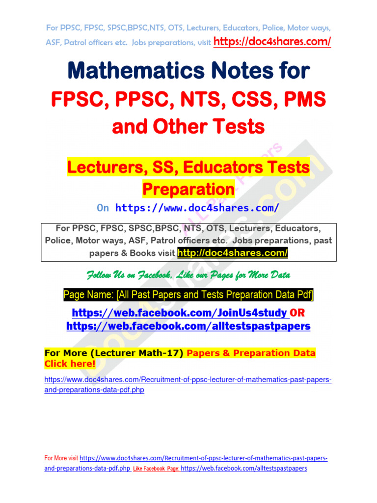 PPSC Mathematics Lecturer Prep Guide | PDF | Legal Action | Law Enforcement