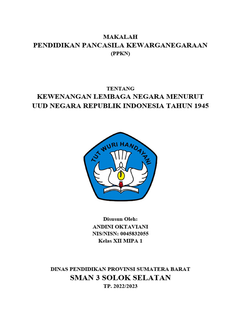 MAKALAH Kewenangan Lembaga Negara Menurut UUD Negara Republik Indonesia ...