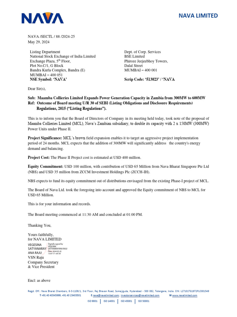 Nava Limited: Vegesina Satyanaray Ana Raju | PDF | Financial Markets ...