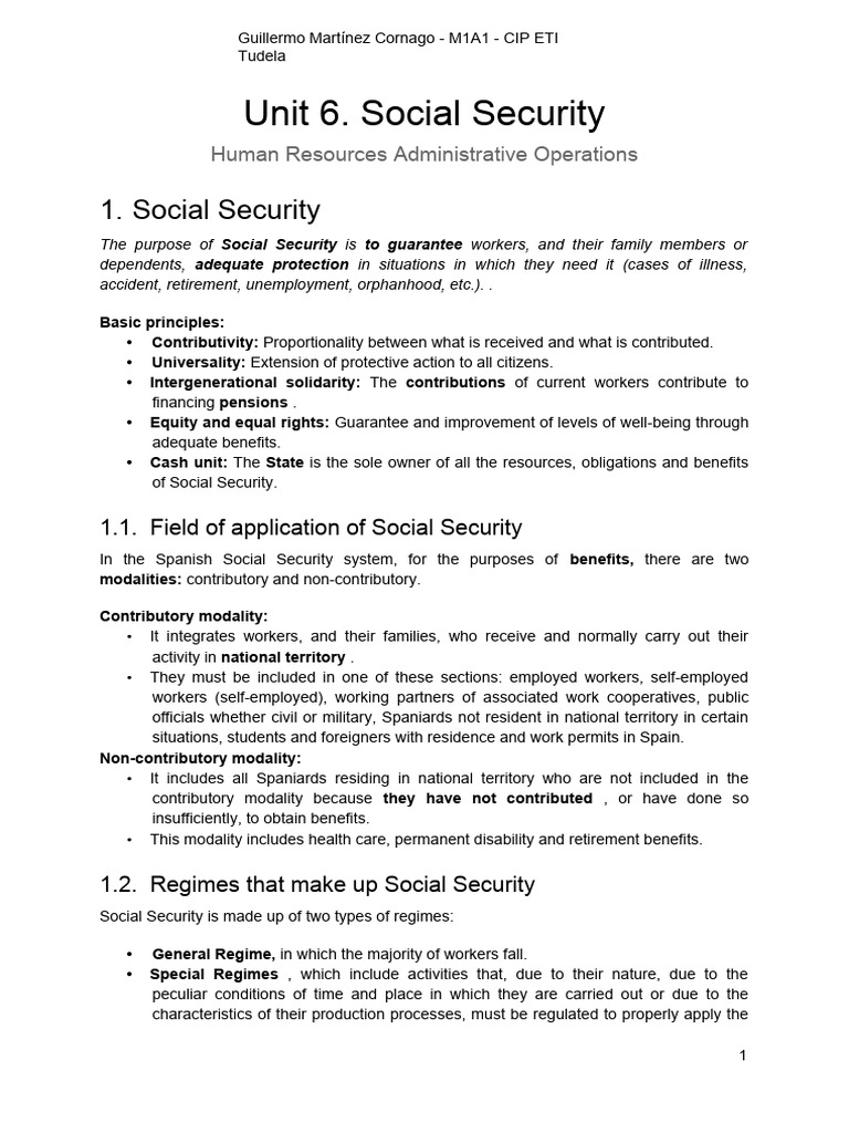 Unit 6. Social Security | PDF | Welfare | Social Security (United States)