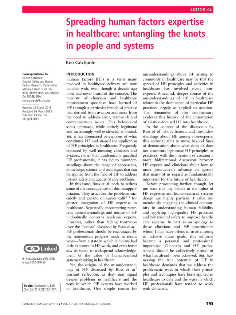 Spreading Human Factors Expert | PDF | Health Care | Expert