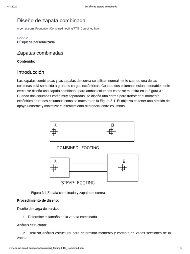Diseño de Zapata Combinada en Hormigón | PDF | Columna | Concreto reforzado