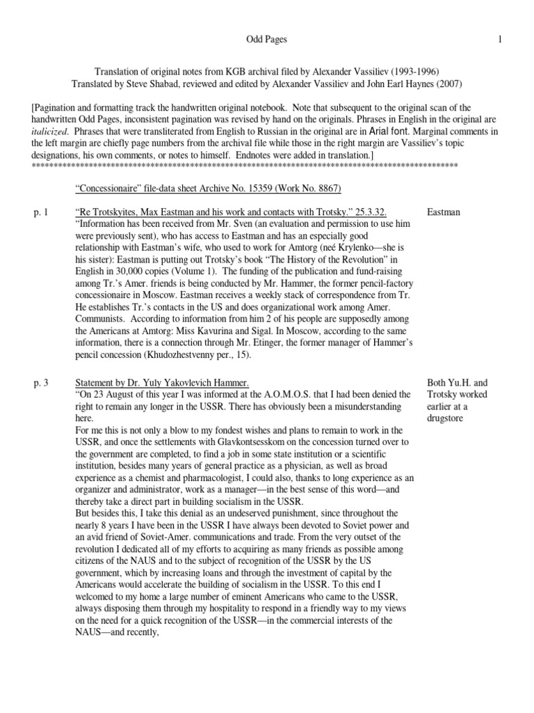 Odd Pages 1 Translation of Original Notes From KGB (PDFDrive) | PDF ...