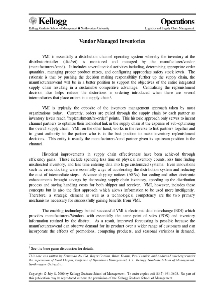 Vendor Managed Inventory | PDF | Inventory | Supply Chain