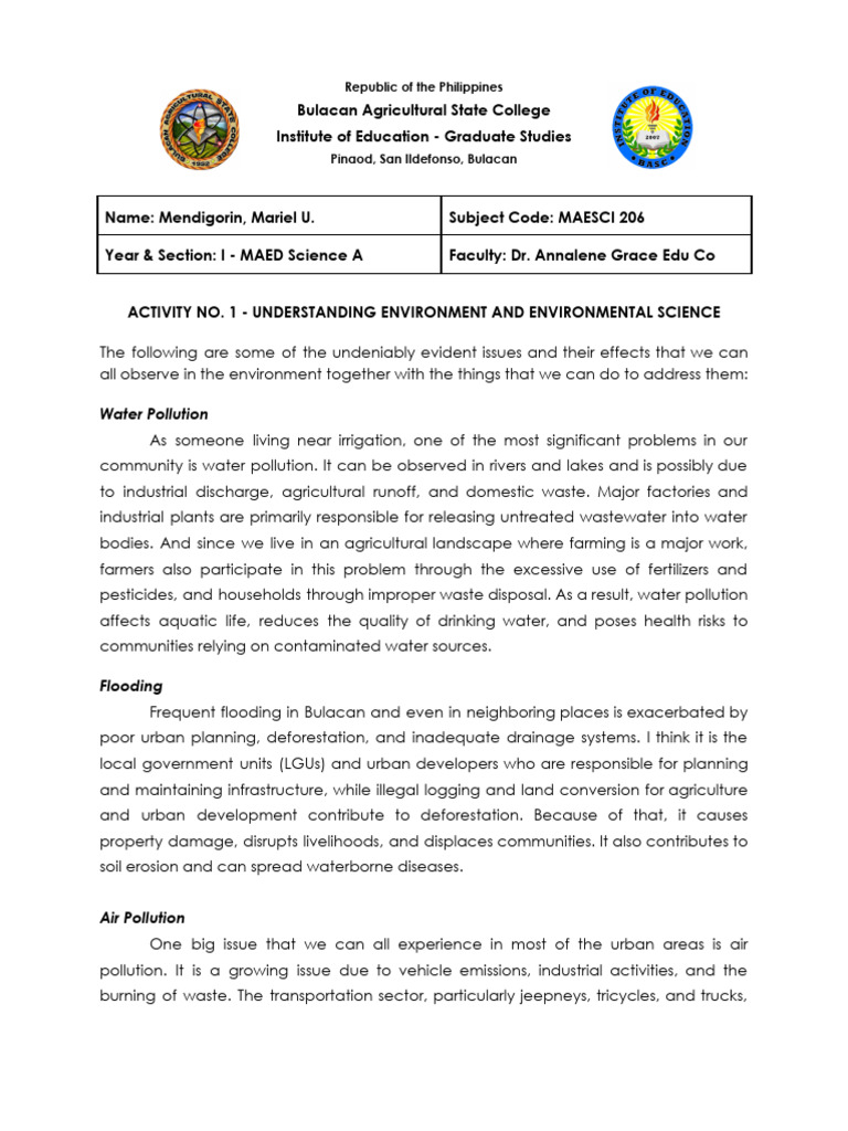 Lesson 1 Mendigorin | PDF | Water Pollution | Agriculture