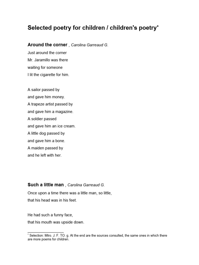 Selected Poetry For Children - Children's Poetry | PDF