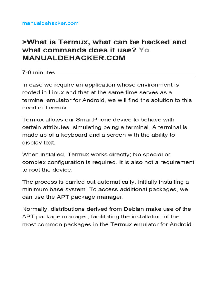 What Is Termux What Can Be Hacked and What Commands Does It Use | PDF | Android (Operating ...