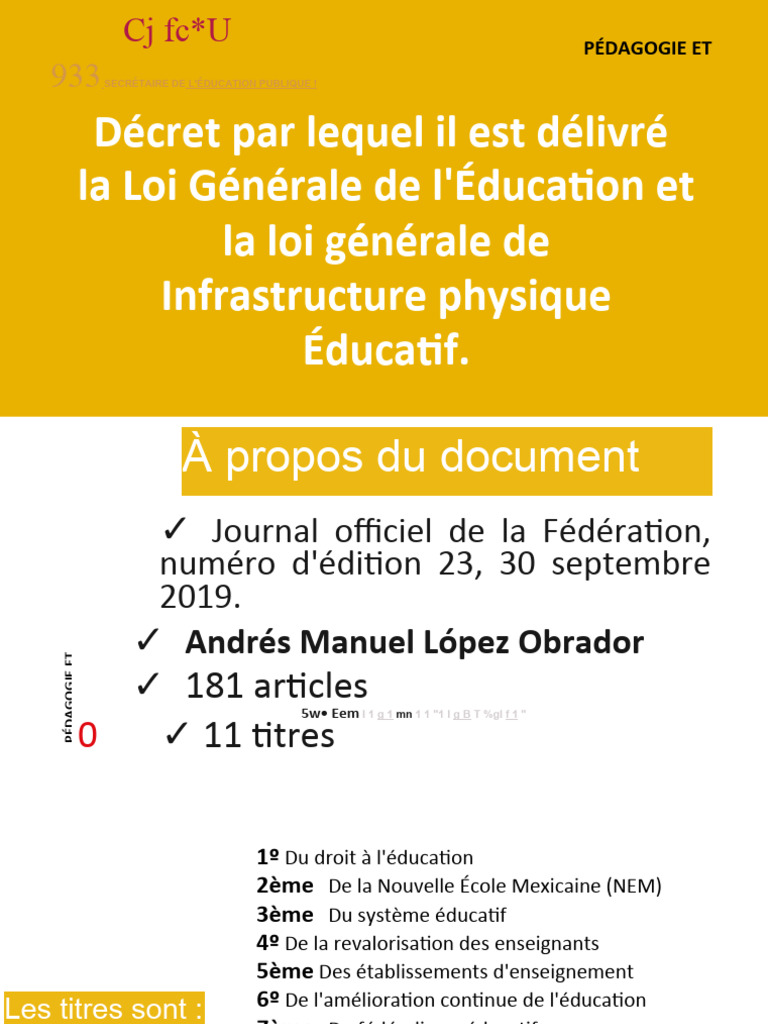 Loi Générale de l'Éducation au Mexique | PDF | Pédagogie | Enseignement