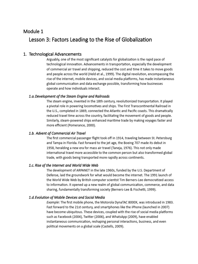 Module 1 - Lesson 3 - Factors of Globalization | PDF | World Trade ...