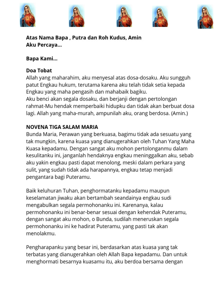 Doa Novena Tiga Salam Maria | PDF