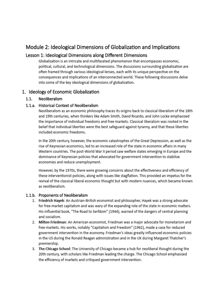 Module 2 - Lesson 1 Ideological Dimensions | PDF | Neoliberalism ...