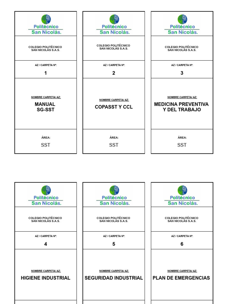 Lomo Carpetas SST | PDF