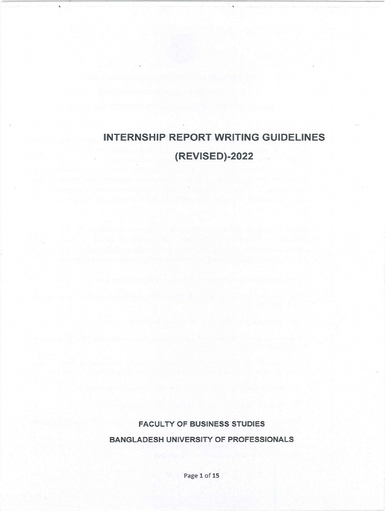 Internship Report Writing Guidline Reveised 2022 | PDF