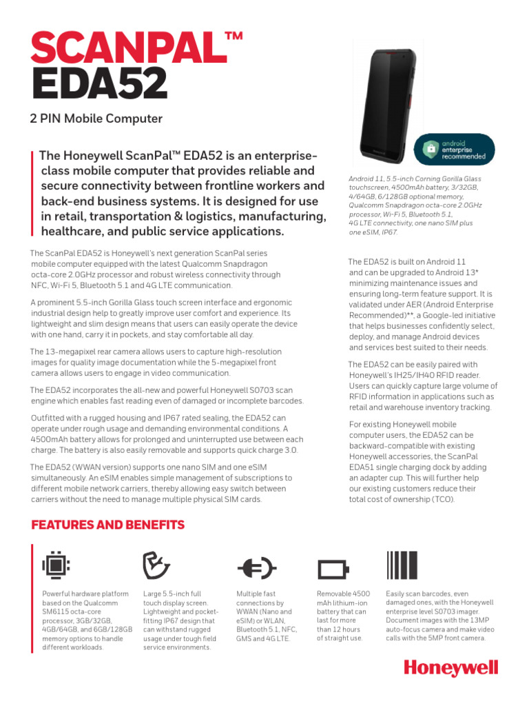 Sps PPR Eda52 2 Pin Data Sheet en | PDF | Touchscreen | Android ...