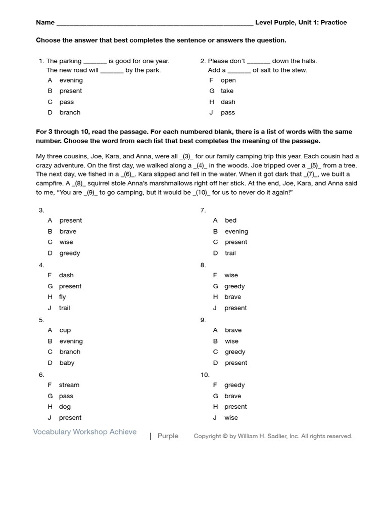 Sadlier Connect™ - Practice Worksheet1 | PDF