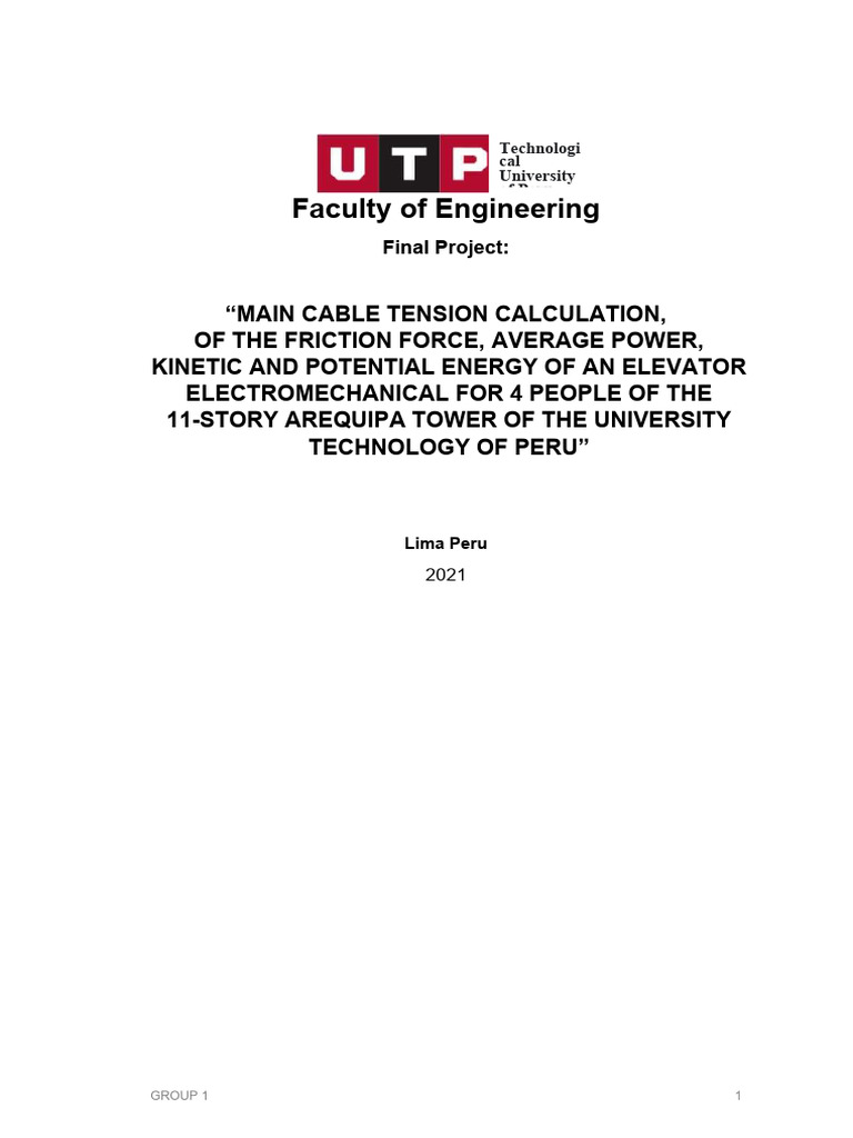 CAF Project 1 - Calculation of The Forces of An Elevator | PDF | Force | Friction