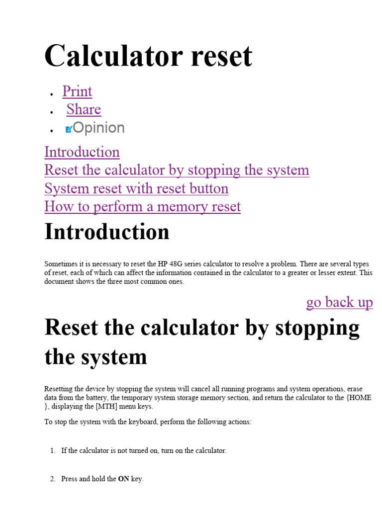 Calculator Reset | PDF | Computer Memory | Random Access Memory