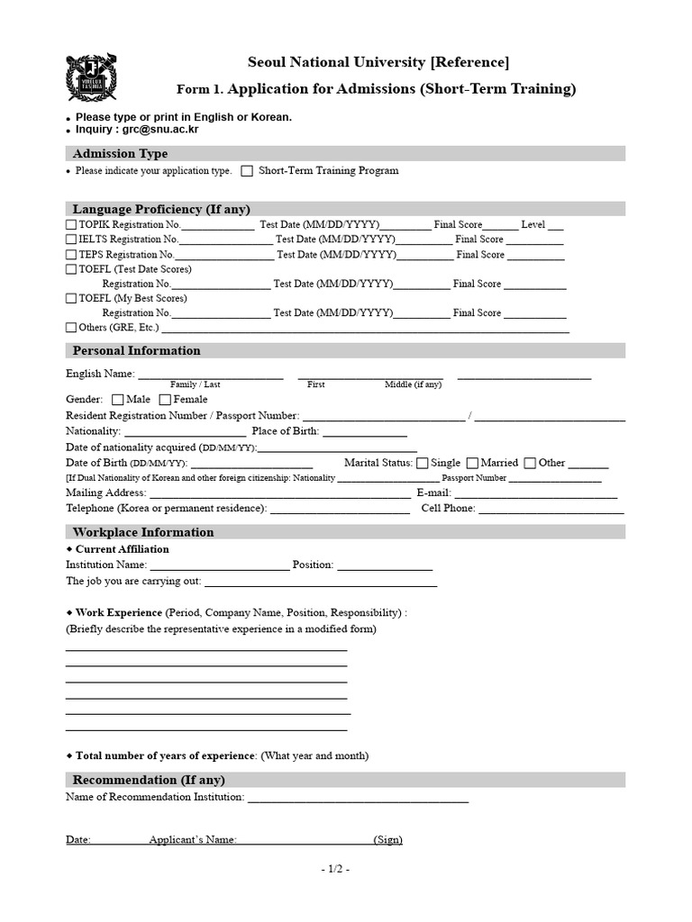 (Form1) Application For Admissions | PDF | Nationality | Government And Personhood