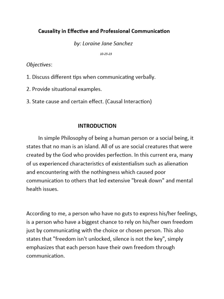 Causality in Effective and Professional Communication | PDF | Mind | Free Will