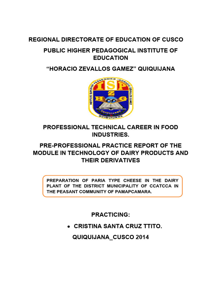 Dairy Practice Report | PDF | Milk | Cheese