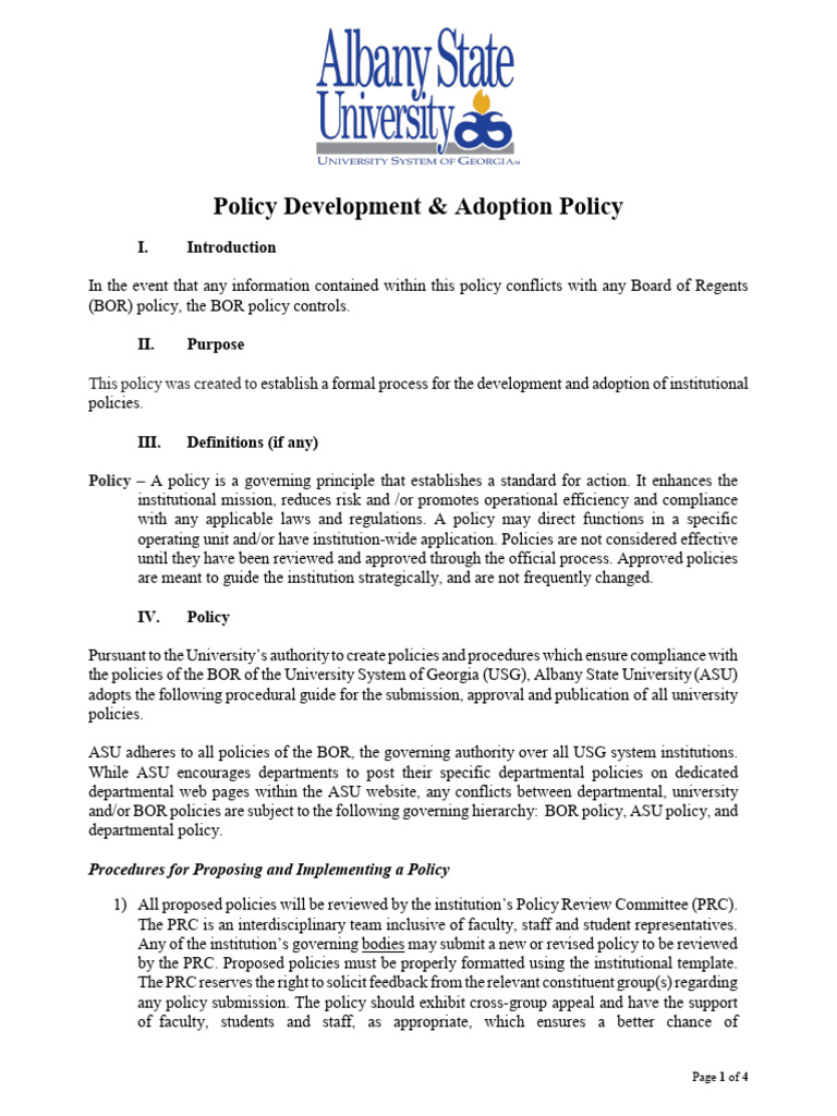 ASU Policy Development Process Guide | PDF | Policy | Justice