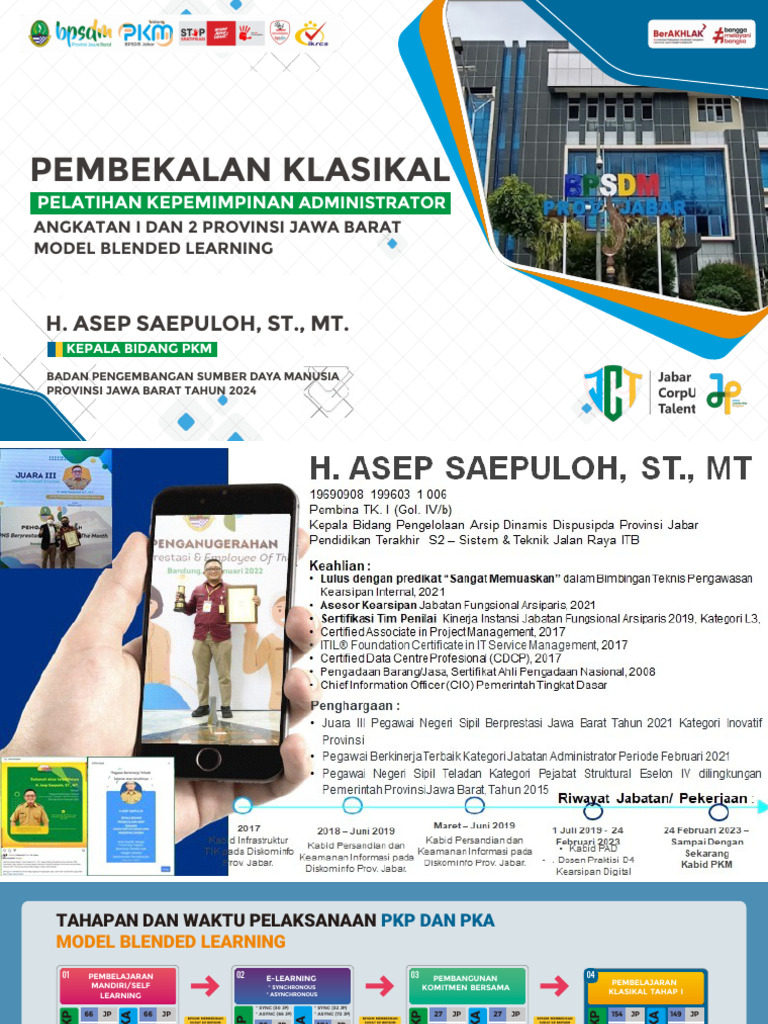 Pembekalan Tahap Klasikal Pka Angkatan 1 Dan 2 Prov. Jabar Tahun 2024 | PDF