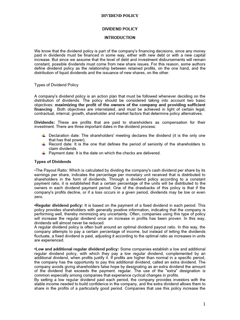 Dividend Policy Pdf Dividend Stocks
