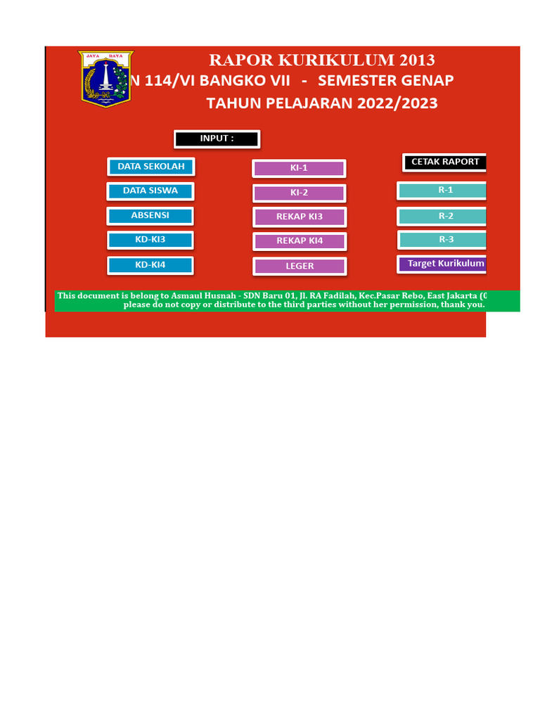 Raport Kelas 6 Semester 2 2024 | PDF