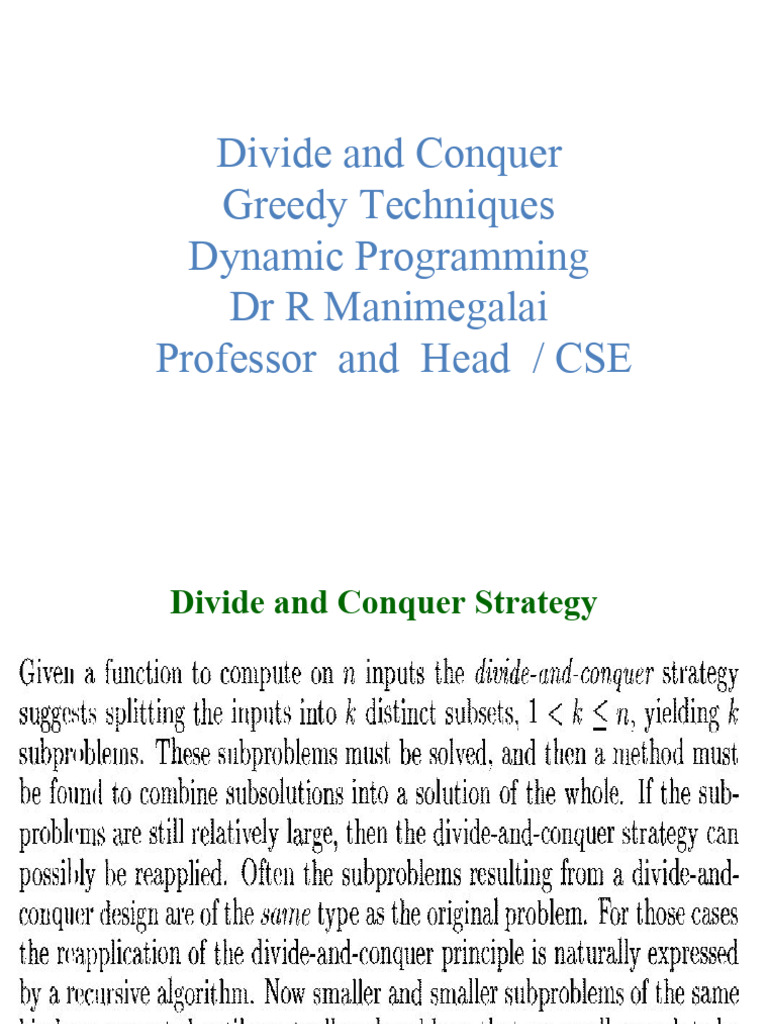 Unit3 - DC - DP - Greedy | PDF | Dynamic Programming | Matrix (Mathematics) Unit3 - DC - DP - Greedy | PDF | Dynamic Programming | Matrix (Mathematics)