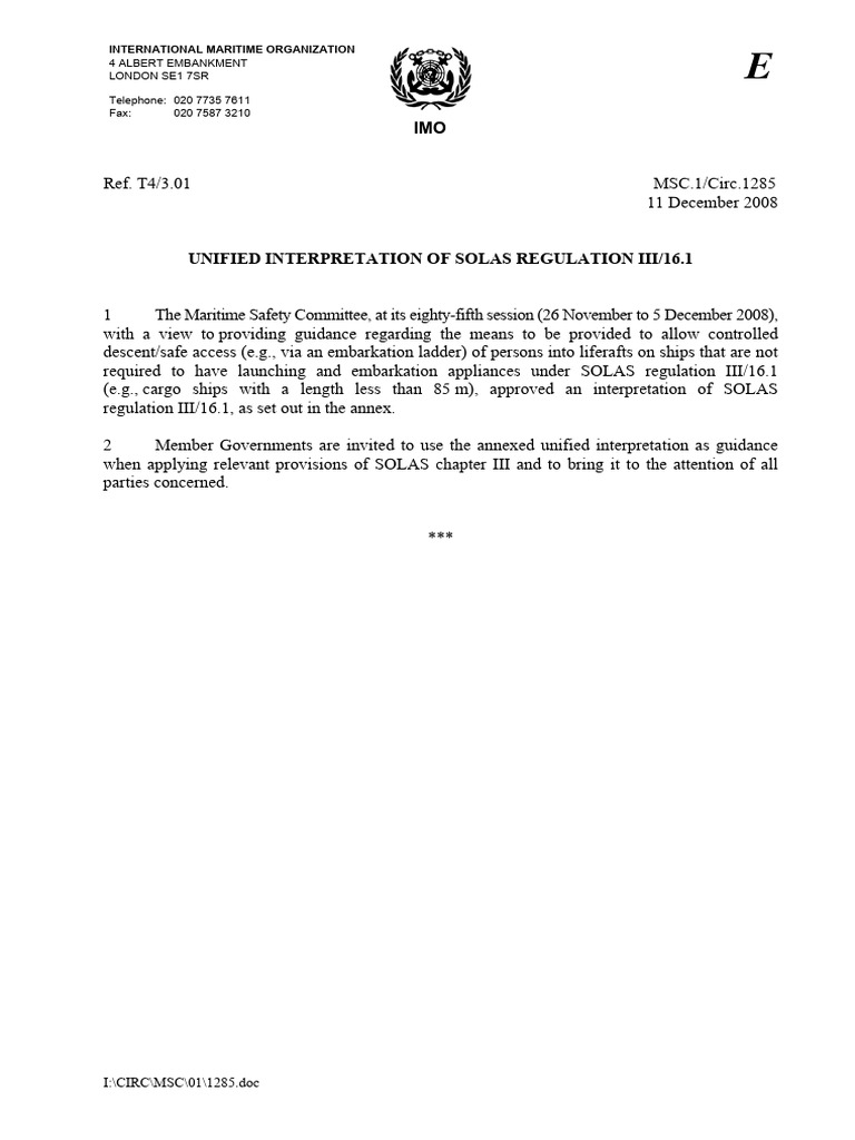 MSC 1-Circ 1285 | PDF