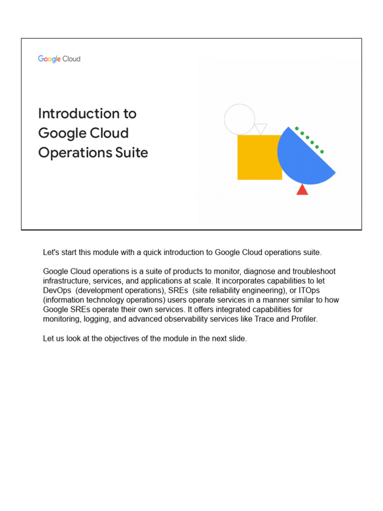 Introduction To Google Cloud Operations Suite: Proprietary + Confidential | PDF | Cloud ...