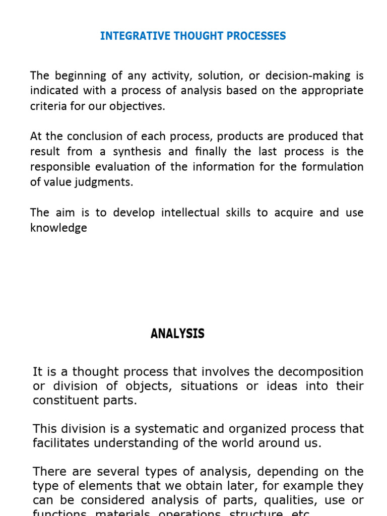 Integrative Thought Processes-1 | PDF | Analysis | Thought