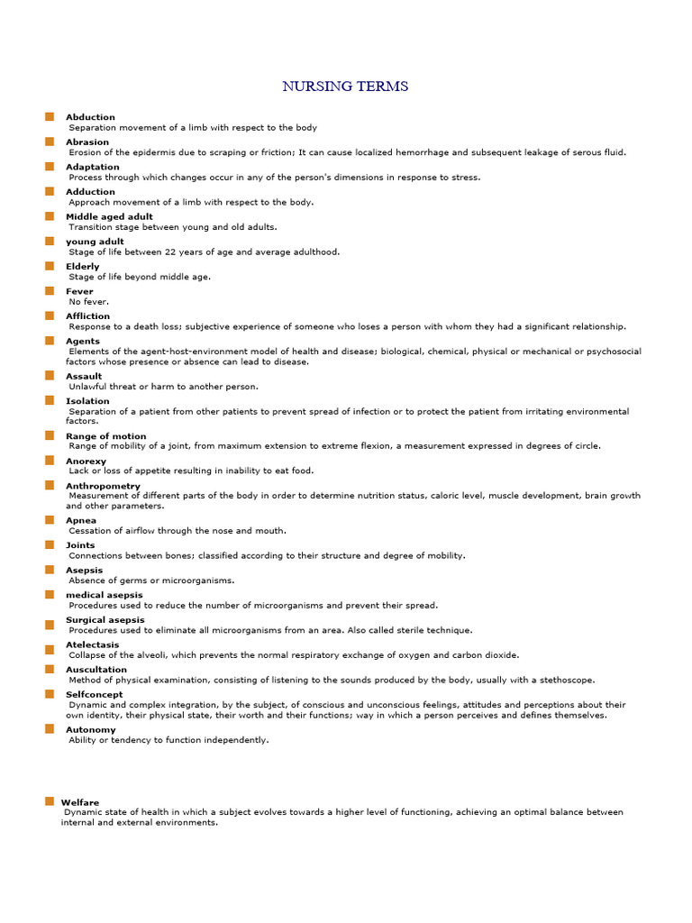 Nursing Terms | Download Free PDF | Communication | Lung